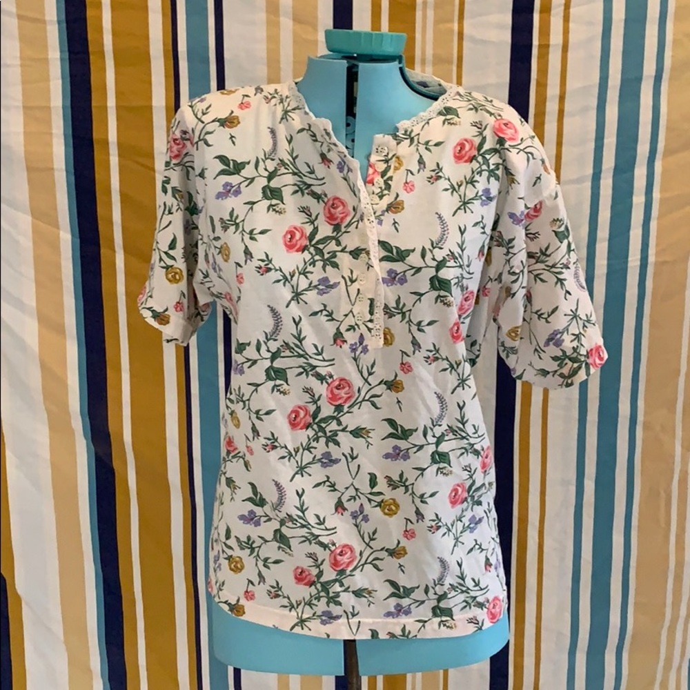 Cute Vintage Cottagecore Floral Button Down Top - Gem